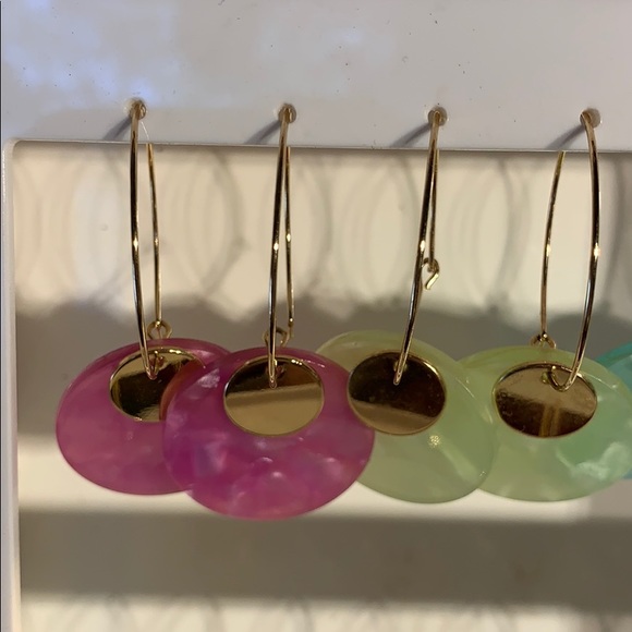 Jewelry | Assorted Hoop Earrings With Disc | Poshmark